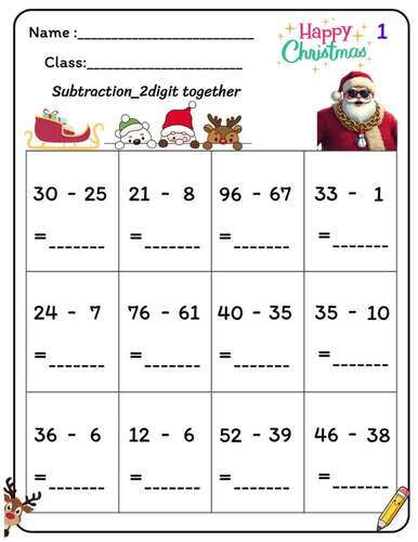 2 Digit Subtraction fun learning! by Sompornu | TPT