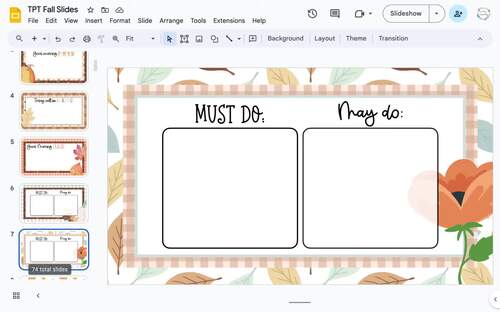 Fall Google Slides Template - Daily Agenda Morning Meeting Powerpoint