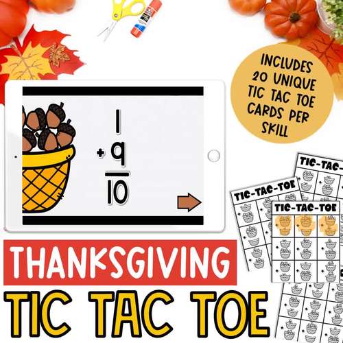 Kindergarten Thanksgiving Tic Tac Toe Center by The Kinderhearted Classroom