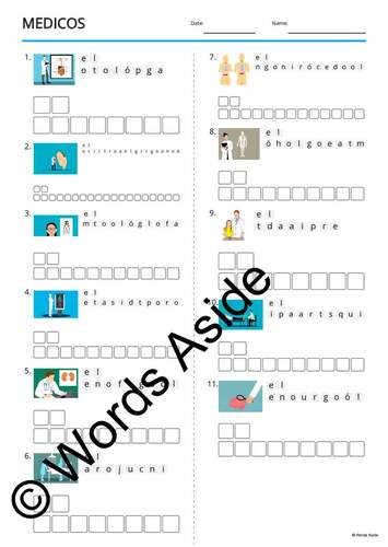 Spanish Vocabulary Writing Spelling Worksheets Cards Crossword Anagram ...
