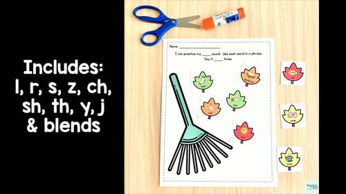 Fall Articulation Printable Activities for Later Sounds in Speech Therapy