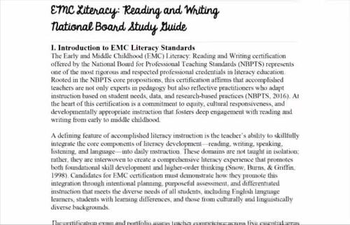 EMC Literacy National Board Certification Unwrapped Study Guide by Miss ...