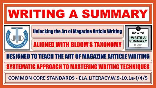 MASTERING THE ART OF SUMMARY WRITING - BUNDLE by JOHN DSOUZA | TPT