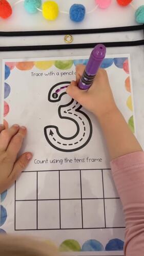 Number Tracing Mats / Kindergarten Math Center by Rainbow Sky Creations