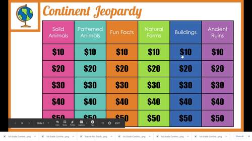 Continent Bundle: Mini- Lesson Google Slides, Jeopardy, and Activity Worksheets
