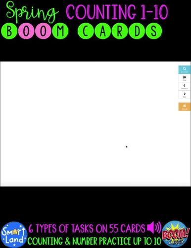 Counting Number Sense and Number Practice 1-10 digital cards | Spring