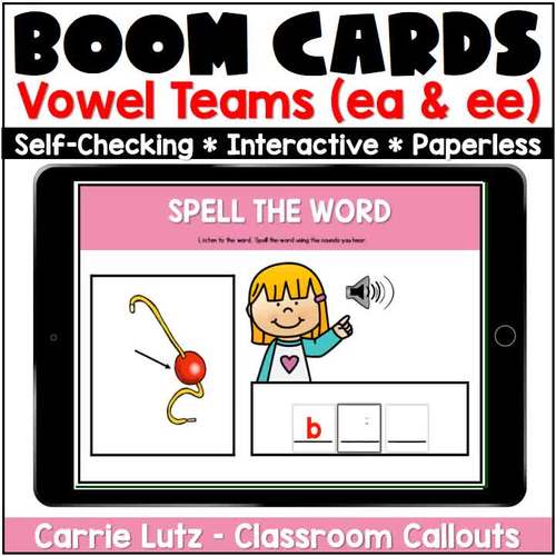 Phoneme Segmentation Sound Boxes | Vowel Teams EE & EA | Boom Cards