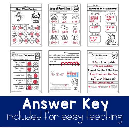 Kindergarten No Prep Packet January Winter Kindergarten Early Finishers