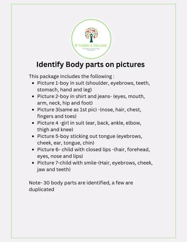 Body Parts-28 targets, identify and label and match word to body part ...
