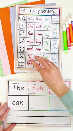 CVC CCVC CVCC Silly Sentence Writing Game – Grammar & Phonics Center ...
