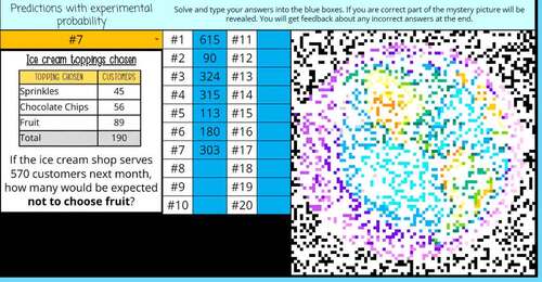 Making Predictions with Experimental Probability 7th Grade Pixel Art ...