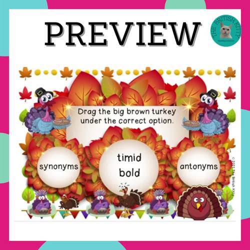 Thanksgiving Synonyms and Antonyms Boom™ Cards by The British Kitty