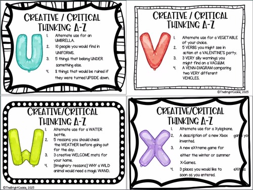 Creative & Flexible Thinking Task Cards, End of the Year, After Testing ...