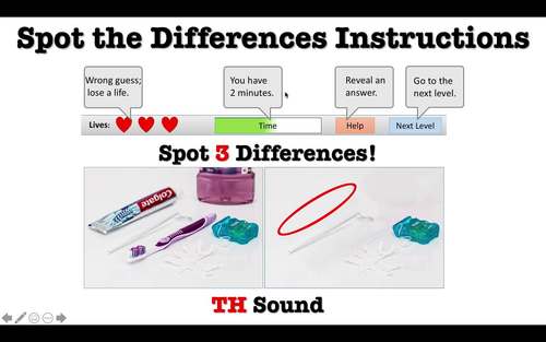Spot the Difference Articulation No Prep Digital Game for TH Visual ...