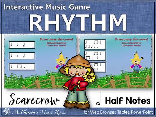Fall Music Interactive Rhythm Game Half Notes {Scarecrow} by Linda ...