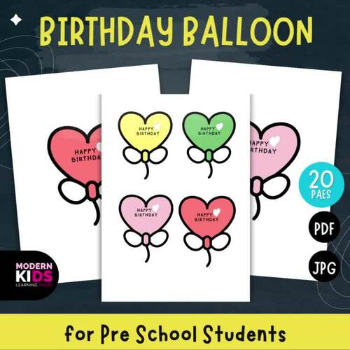 Birthday Balloons for Pre School Student by ModernKids LearningPress