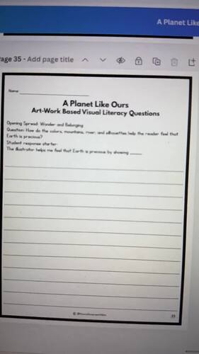 A Planet Like Ours Book Companion Earth Day Activities & Writing Grades 2-4