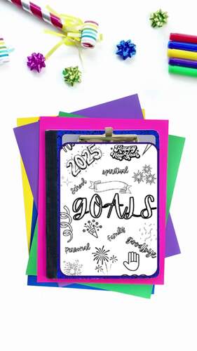 New Year's 2025 Goals & Resolutions Coloring and Doodle Book | TPT