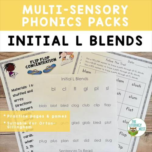 L Blends Phonics Worksheets and Activities for Orton-Gillingham Lessons