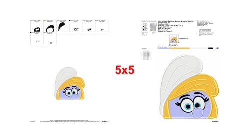 Smurfette Head Fill Machine Embroidery Design - Instant Download by Aneta H