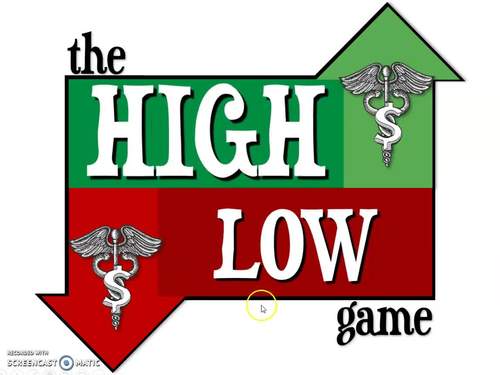 High Low Game! Reviewing cost of Healthcare! Great for Health Science ...