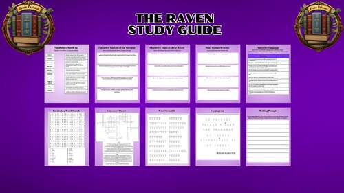 THE RAVEN by Edgar Allan Poe-ELA Literature Study Guide Worksheets