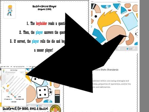 Build a Soccer Player Subtract to 1000 and Roll Cut and Glue Craft Grade 3