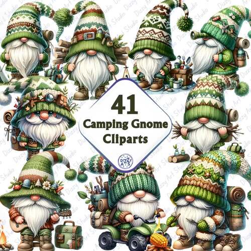 Watercolor Gnome Camping Clipart Bundle, Fall and Hiking Gnomes ...