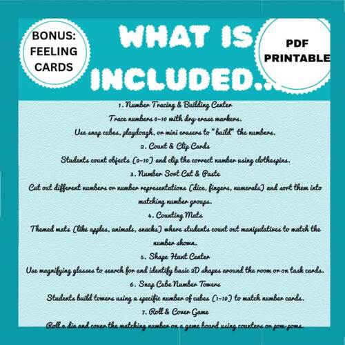 Kindergarten Math Centers | Beginning of the Year Counting & Number ...