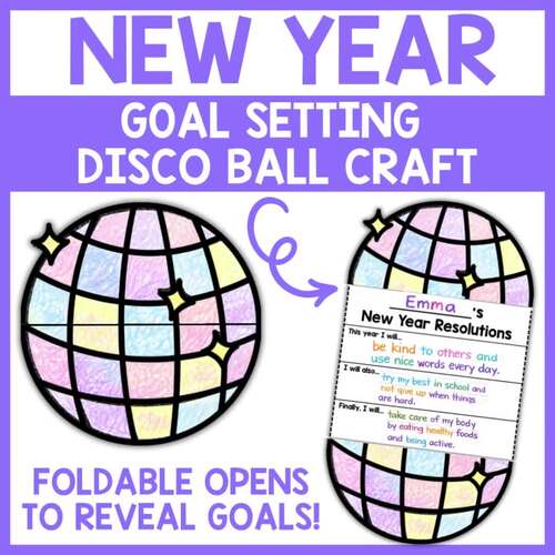 New Years Goal Setting Craft Activity | Cute Disco Ball No Prep ...
