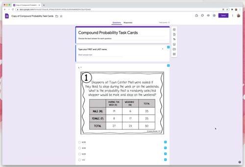 Distance Learning: Compound Probability Digital Task Cards | TPT