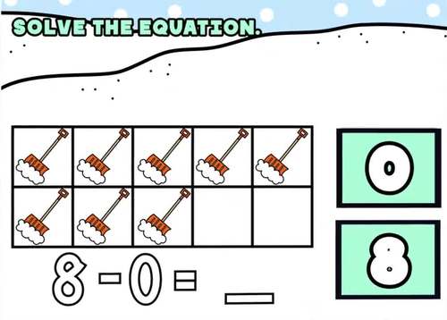 Boom Cards: Winter Blizzard Subtraction Within 10 | Ten Frame | Facts to 10