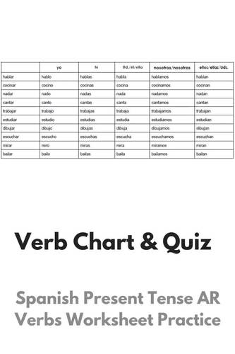 Spanish Present Tense AR Verb Chart & Quiz by Real Life Language