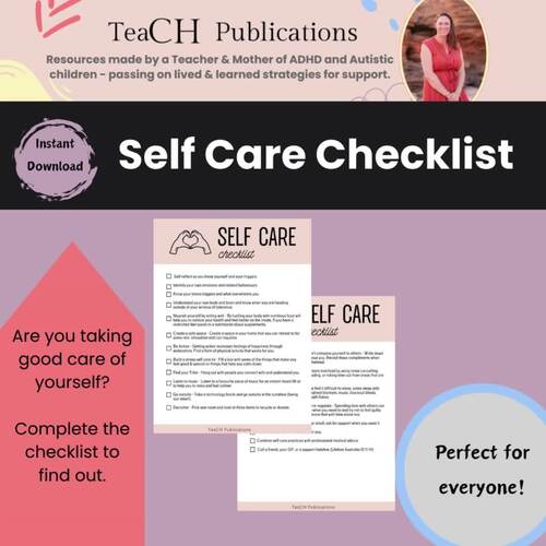 Self Care Checklist - Burnout Prevention - Therapy Worksheet | TPT