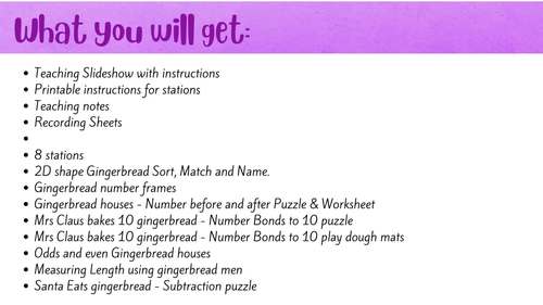 Christmas Gingerbread Math Activities, Stations and Printables for Grade 1