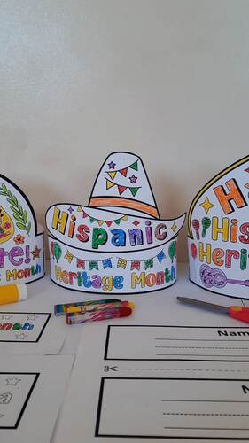 Hispanic Heritage Month Crown Hat Headbands Craft, Coloring Pages ...