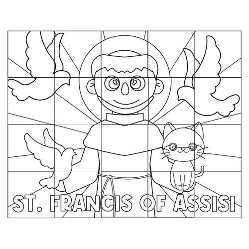 St Francis of Assisi Collaborative Art Poster Coloring page, Bulletin Board