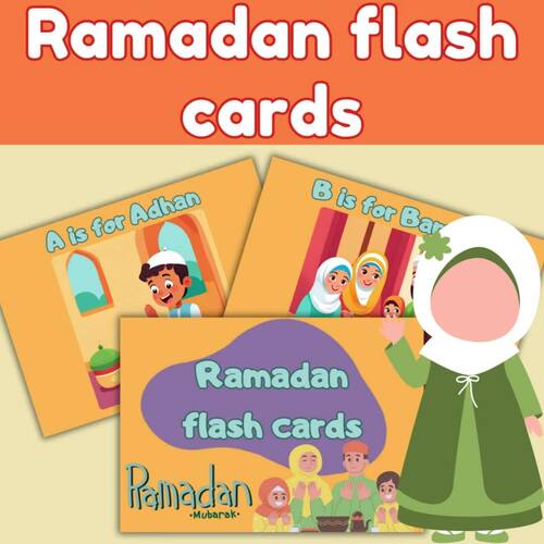 Ramadan flash cards - a to z alphabet cards with ramadan picture