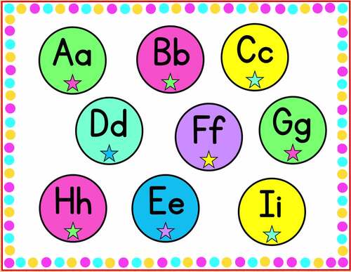 Printable Bright Word Wall Labels, Alphabet Letters, Banners, Word Cards