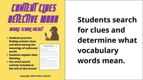 Context Clues Detective Work (Middle School Packet) | TpT