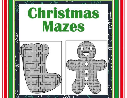 Christmas Mazes for Kids- Fun Shaped Mazes Printable Games- 60 mazes