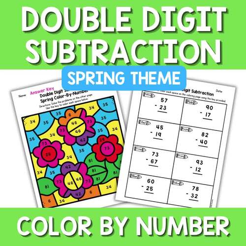 Spring 2 Digit Subtraction with Regrouping Color by Number Code Fun ...