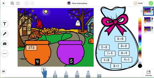 Halloween/Fall Math Adding Activities to 10 Printable and Seesaw