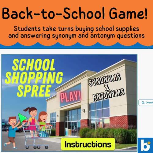 Synonyms and Antonyms Back to School Shopping Spree BOOM CARDS Speech Game