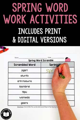 Spring Word Work & Literacy Activities | Print & Digital | Google™ Slides