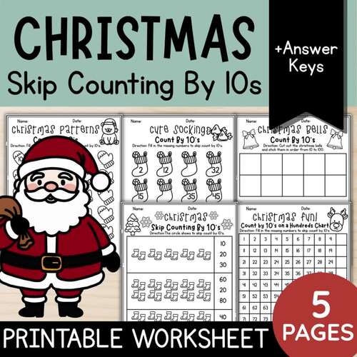 Chirstmas Day Math: Skip Counting By 10s | First and Second Grade