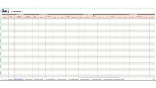 Co-Parenting Calendar with Child Information Google Sheets Spreadsheet