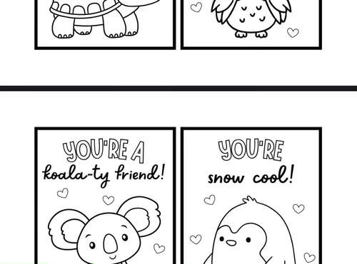 Valentine’s Day Coloring Cards, Animal Pun Valentine, Valentines Craft ...