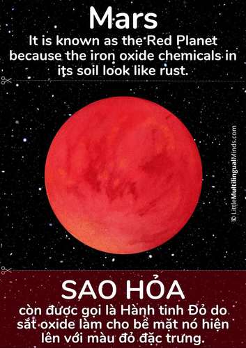 Vietnamese Resources - Solar System and Planets Bilingual Flashcards