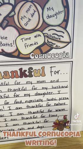 Thanksgiving Writing Craftivity No PREP Cornucopia Craft + Short Vowel ...
